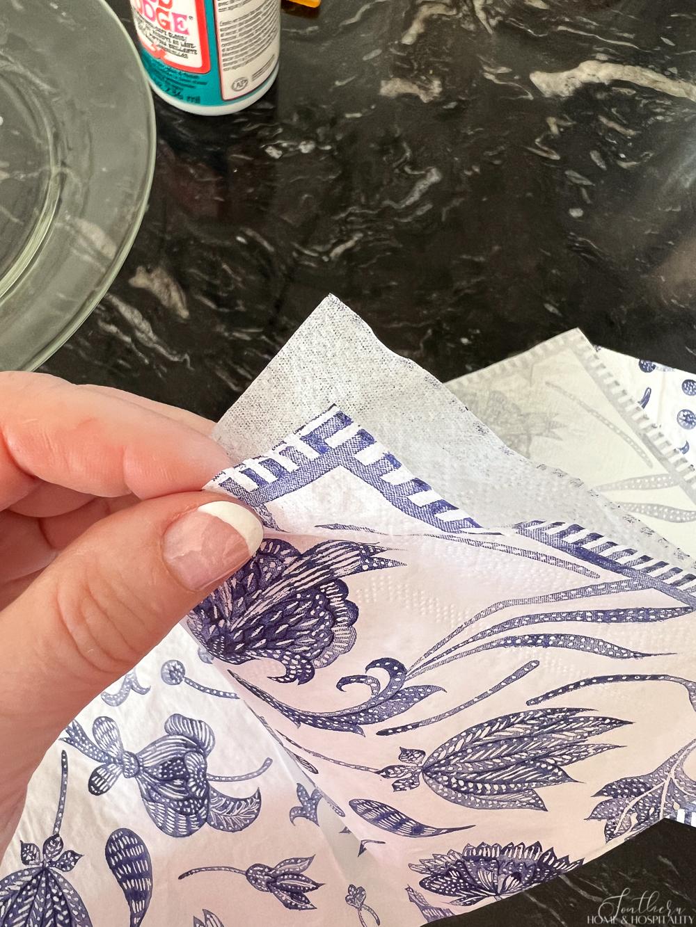 How to Easily Decoupage a Glass Plate with Napkins