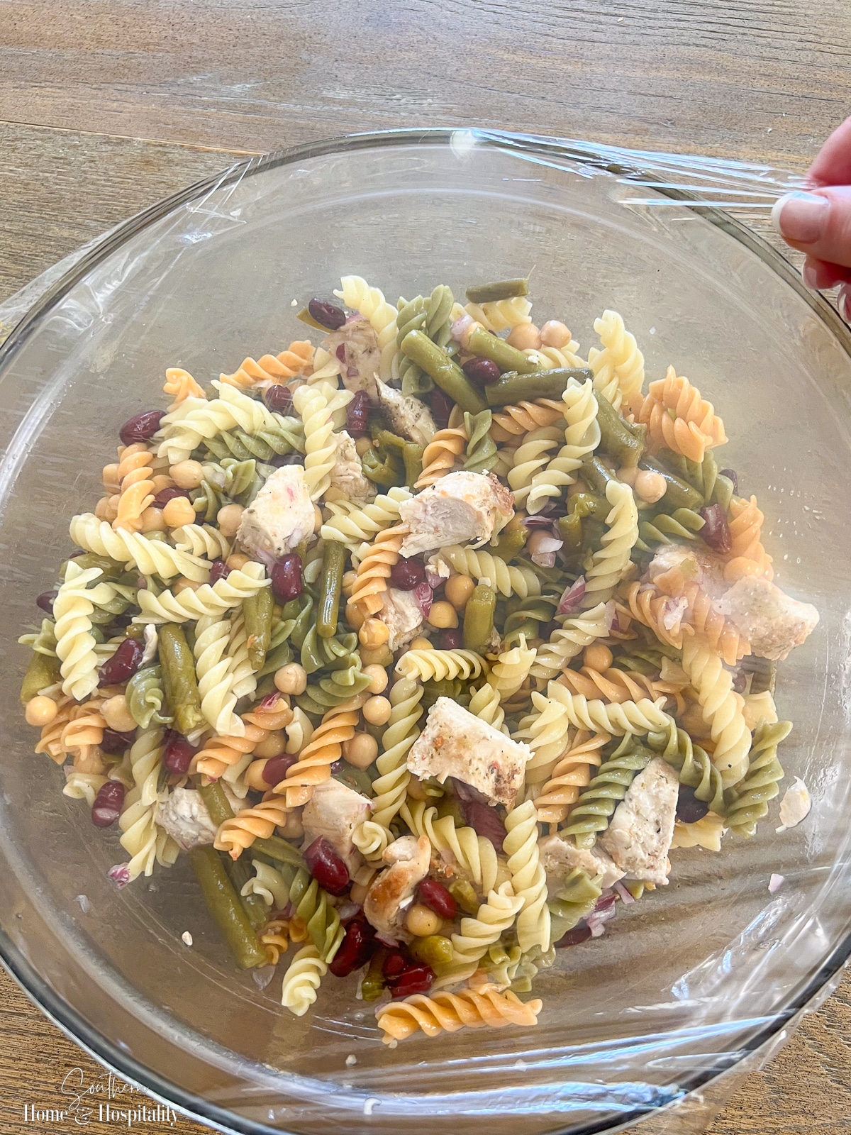 Three Bean Pasta Salad with Chicken – Easy Summer Potluck Recipe
